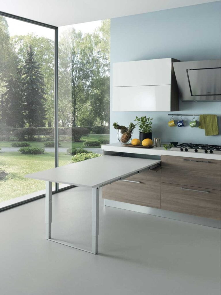 Party – Double-leg pull-out table from a drawer – Gamma Fittings