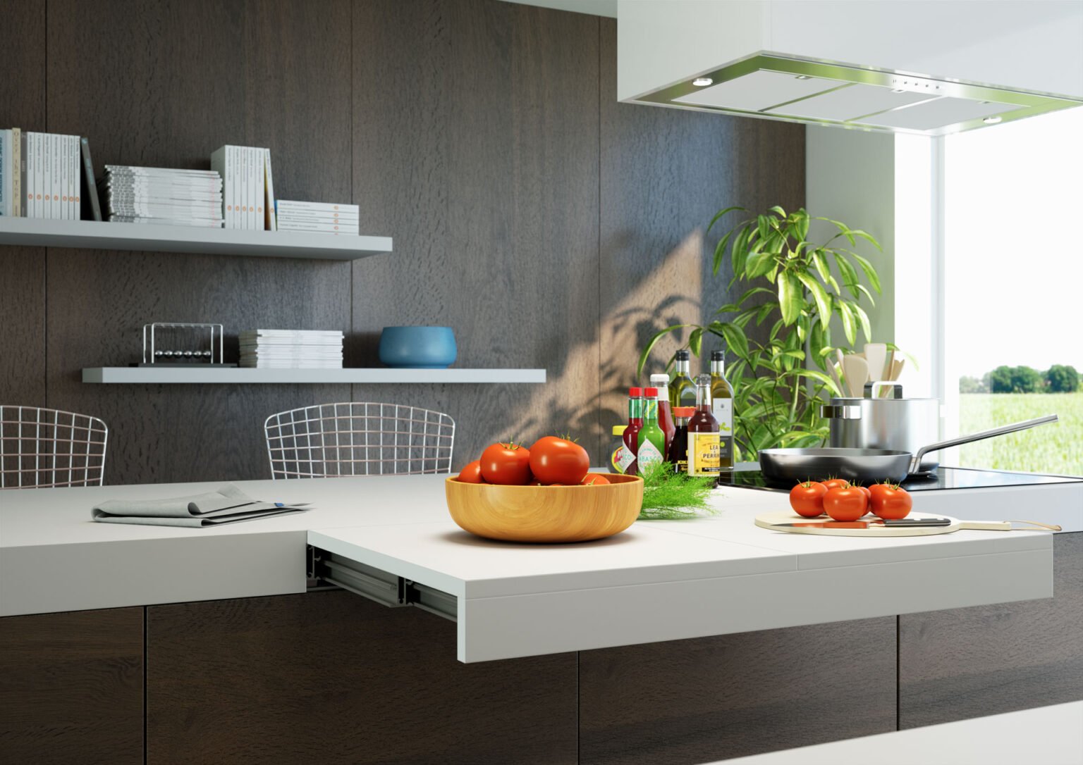 Sandwich – Pull-out worktop flush with top | Gamma fittings